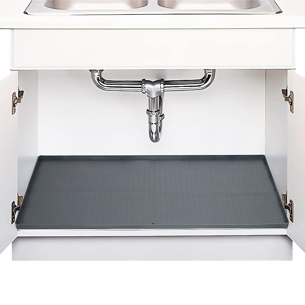 Under Sink Organizers with Drain Hole - Silicone Mat - Perfect for Kitchen and Bathroom Organization and Storage