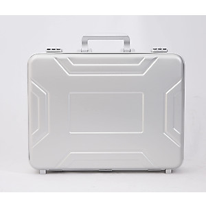urecimy Silver 18.1X13.8X4.5 Inch Diplomatic Metal Briefcase Aluminum Toolbox Cash Case 18 Inch Laptop Briefcase Hardsided