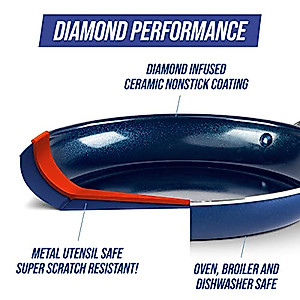 Blue Diamond Cookware Diamond Infused Ceramic Nonstick, 2QT Saucepan Pot with Lid, PFAS-Free, Dishwasher Safe, Oven Safe, Blue