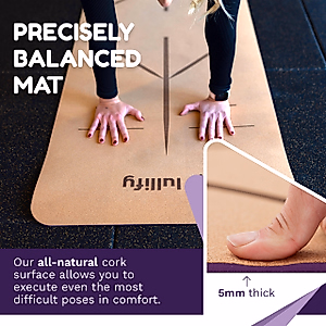Lullify Premium Cork Yoga Mat | Non Slip and Built To Last Through Hot Yoga Or Exercise Class | Biodegradable and Built With Sustainable Materials | Carrying Strap Included