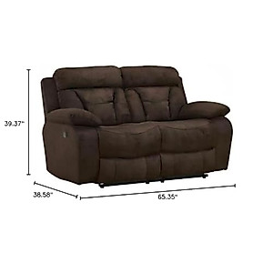 Betsy Furniture Microfiber Fabric Recliner Loveseat in Brown, Pillow Top Backrest and Armrests 8005 (1, Loveseat)