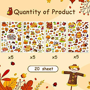 Fall Autumn Stickers 900 Counts Thanksgiving Fall Autumn Party Supplies Stickers Decals Water Bottle Scrapbook Laptop Calendar Planner Stickers Kids Boys Girls Birthday Party Gifts Decoration