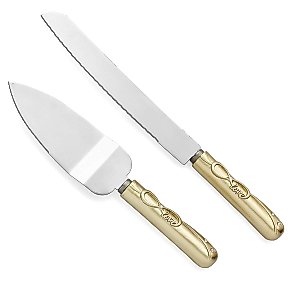 Gold 50th Anniversary Wedding Cake Knife and Server Set - Infinity Symbol