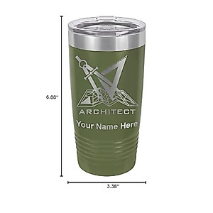 LaserGram 20oz Vacuum Insulated Tumbler Mug, Architect Symbol, Personalized Engraving Included (Camo Green)