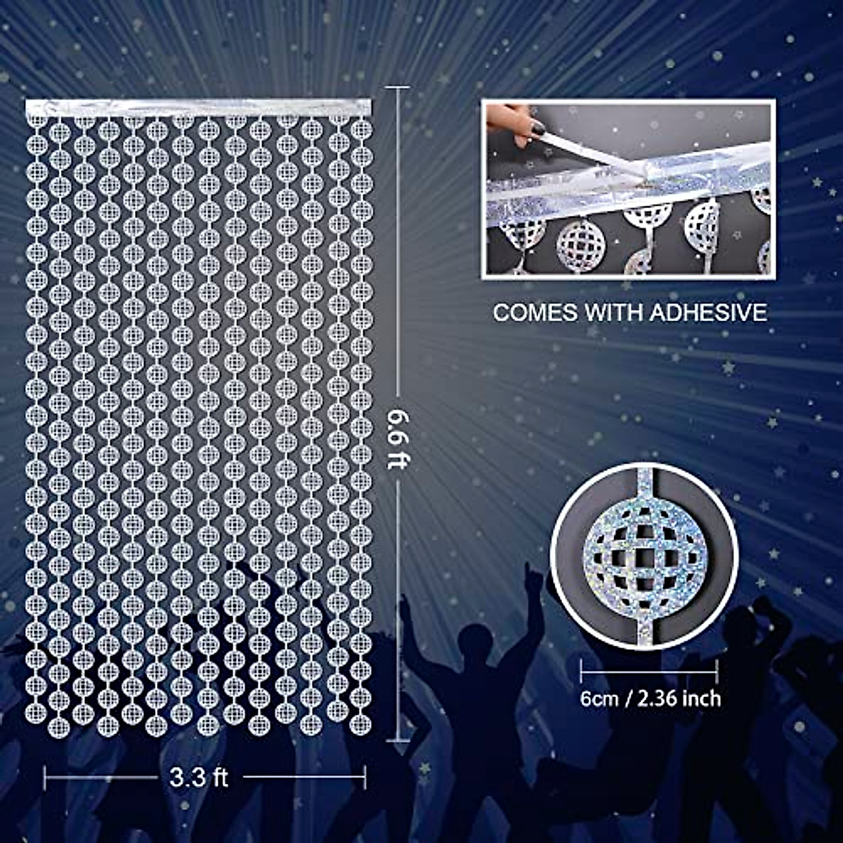 MANSTARSI Disco Party Decorations, 2 Pack Disco Ball Photo Booth Props,3.3x6.6 ft Silver Foil Fringe Curtains, Photo Backdrop for The 70s & 80s Party, Last Disco Bachelorette Party Decor
