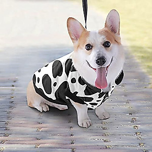 Kigai Cow Print Dog Coat Fleece Warm Windproof Pet Clothes for Snow Cold Weather, Soft Cozy Breathable Dog Winter Jacket for Small Medium Large Dogs with Leash Hole Pet Coat(XXS - XL)