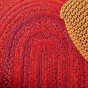 Safavieh Braided Collection Area Rug - 4' x 6' Oval, Red, Handmade Boho Fringe Reversible Cotton, Ideal for High Traffic Areas in Living Room, Bedroom (BRD451P)