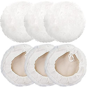 6PCS 7 Inch Buffing Pads, Polishing Bonnet Buffing Polishing Pads Synthetic Lambs Wool Car Bonnet Buffer Polisher Pad Kit, Drawstring Design Polisher Buffing Pads for Car, Furniture, Glass