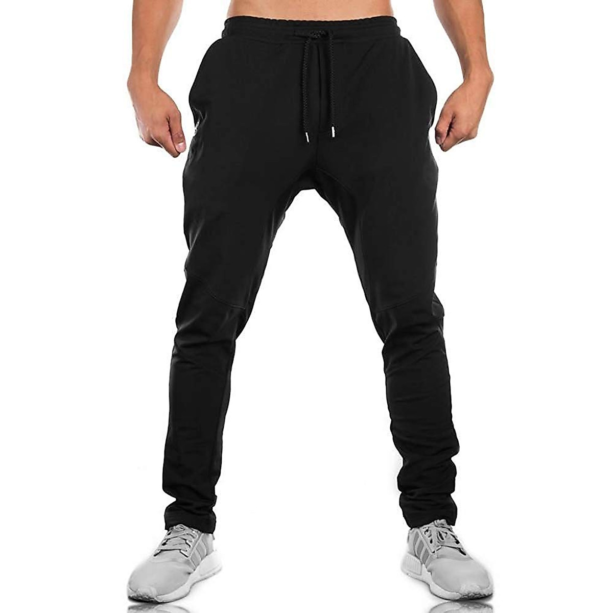 TBMPOY Men's Tapered Running Jogger Athletic Sweatpants Gym Training Pants Black M