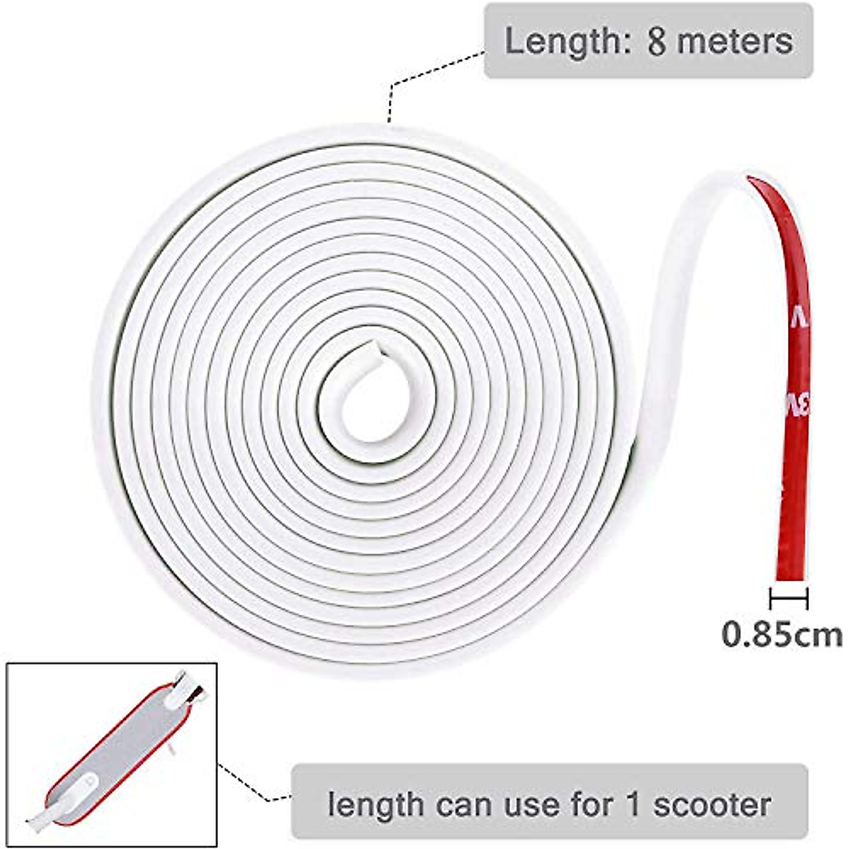 Stormytime Anti-Collision Strip Replacement for Xiaomi M365 / Pro Ninebot ES Max G30 Gotrax Electric Scooter Parts, Prevent Scooter from Friction Damage Bumper Protective (White)