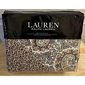 Lauren Ralph Lauren Riley Paisley Brown Blue Grey Full Queen 3 pc Duvet Set Shams (Queen (U.S. Standard))