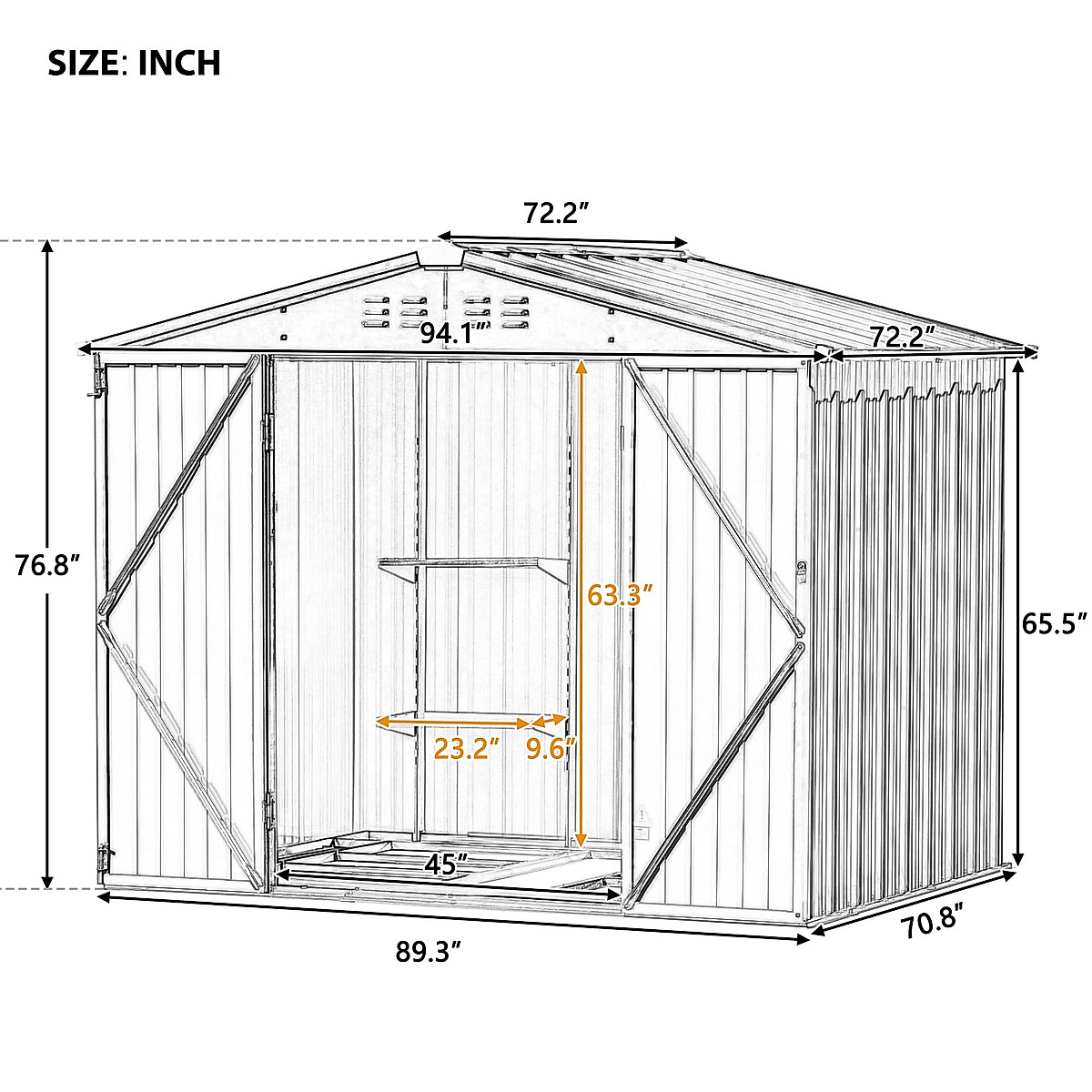 RITSU 8ft x 6ft Outdoor Garden Shed, Metal Storage Shed with Adjustable Shelf and Lockable Doors, Galvanized Steel Tool Cabinet with Vents and Foundation Frame Shed for Backyard, Lawn, Garden, Brown