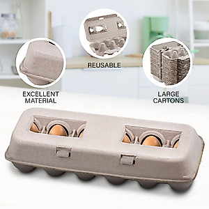 Blank Natural Pulp Egg Cartons Holds Up to Twelve Eggs - 1 Dozen (25 Pieces) and Biodegradable Pulp Fiber Egg Flats for Storing up to 30 Large or Small Eggs (15 Pieces) by MT Products