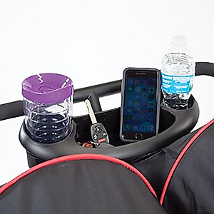 Kolcraft Cloud Plus Side-by-Side Lightweight Double Baby Stroller and Toddler Stroller with Reclining Seats, Child and Parent Trays, Large Storage, Extendable Canopies, Compact Fold - Red/Black