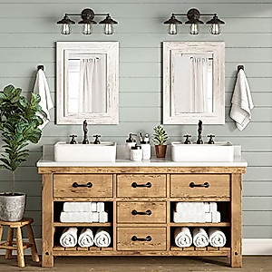 Barnyard Designs 24x32 Whitewashed Wood Farmhouse Wooden Large Rustic Wall Mirror, Bedroom Mirrors for Wall Decor, Decorative Wood, Living Room or Bathroom Vanity, White