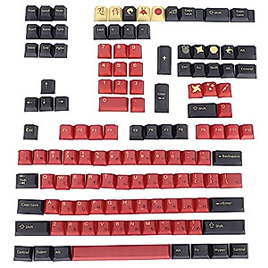 Yoidesu 128 Keys Japanese Style Keycaps, Oil Resistant PBT Keycap for Universal PC Gaming Keyboard with Animation Elements Gaming Keyboard Keycap with Shaft Puller
