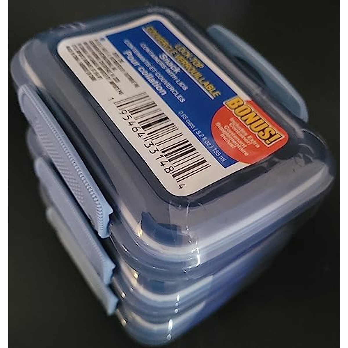 Mini Lock Top Snack Containers with Lids set of 3, Plastic snack container, Locking lids blue or white (Blue)