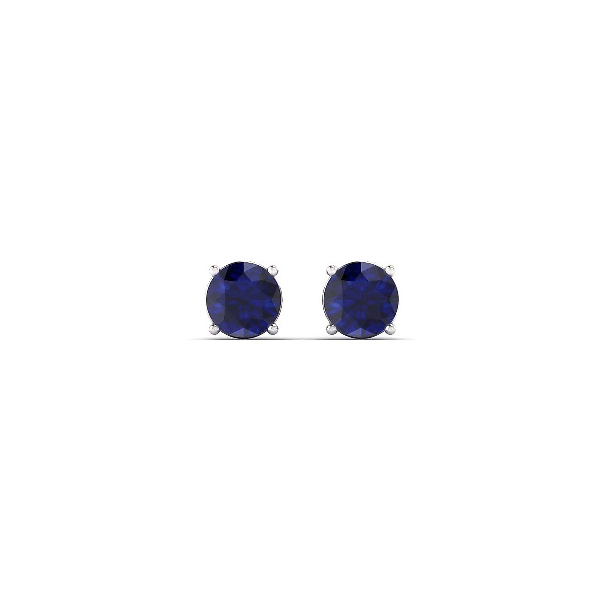 Diamondere Natural and Certified Blue Sapphire Solitaire Petite Stud Earrings in 14K White Gold | 0.20 Carat Earrings for Women