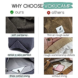 VOKUCAMP Women's Corduroy Handbag Zipper Tote's Bag Large Capacity Shoulder Bag with Pockets Jute Bag for Beach School Work Casual Yoga, 021 Dark Grey