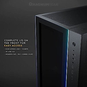 MagniumGear (MG-NE620Q_DBK02) NEO Qube 2, Dual Chamber ATX Mid-Tower, Digital-RGB Lighting, Front I/O USB Type C, Tempered Glass Panels, Black