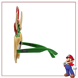 Sun-Staches Nintendo Bowser Sunglasses Costume Accessory UV 400 Lenses with Teeth and Signature Green Mask One Size Fits Most
