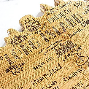 Totally Bamboo Destination Long Island Shaped Serving and Cutting Board, Includes Hang Tie for Wall Display