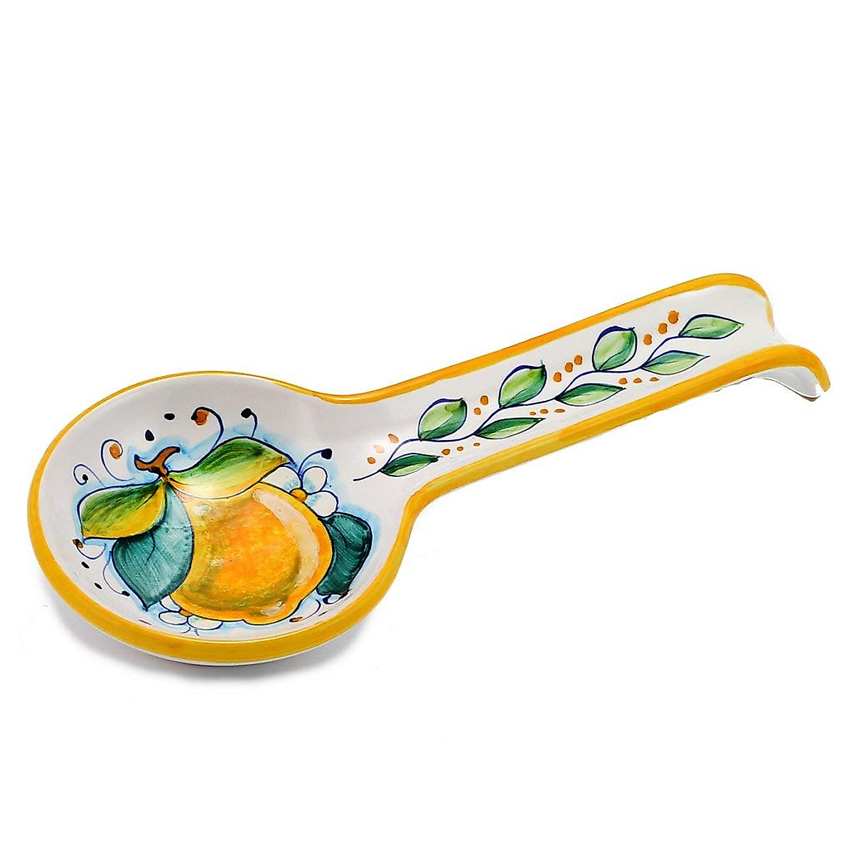 DERUTA: Spoon rest LEMON (also wall hung) [#7010/C-SEG] - Authentic hand painted in Italy. Original design. Shipped from the USA with Certificate of Authenticity.