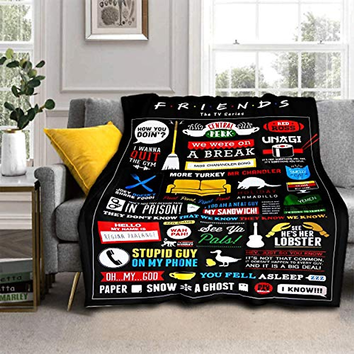 Friends Themed Fleece Blanket - Cozy Thermal Fleece Blanket Premium Flannel Fleece Throw Blanket Luxury Couch Throw Blanket for Bed Couch Car