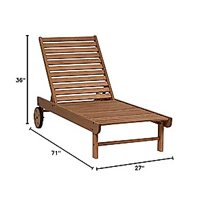 Amazonia Garopaba 1-Piece Poolside Chaise Lounger | Eucalyptus Wood | Ideal for Outdoors and Indoors, 72Lx26Wx38H