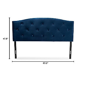 Baxton Studio Leone Headboard, Queen, Navy Blue/Dark Brown