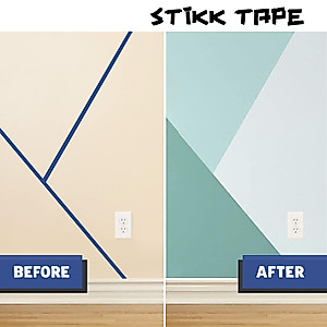 3pk 1" x 60yd STIKK Blue Painters Tape 14 Day Clean Release Trim Edge Finishing Tape (.94 in 24MM) (3 Pack)