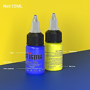 STIGMA Professional Tattoo Ink Color Set 14 Colors with 15 ml 1/2oz per Bottle Tattoo Ink Set for Tattoo Artist and Beginners Tattoo Supplies TI4003-15-14