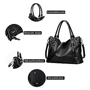 HESHE Women’s Genuine Leather Purse and Handbags Tote Top Handle Bags Crossbody Bag Hobo Purses Designer Satchel for Ladies