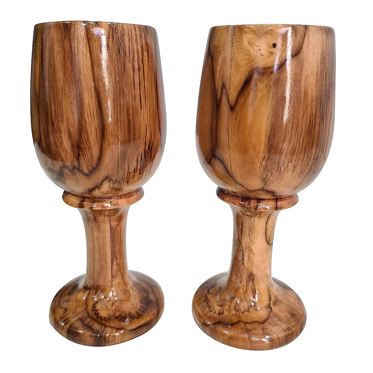collectiblesBuy Handmade Rustic Dark Brown Wooden Wine Glass Vintage Wood Goblet Drinkware Cup Set of 2