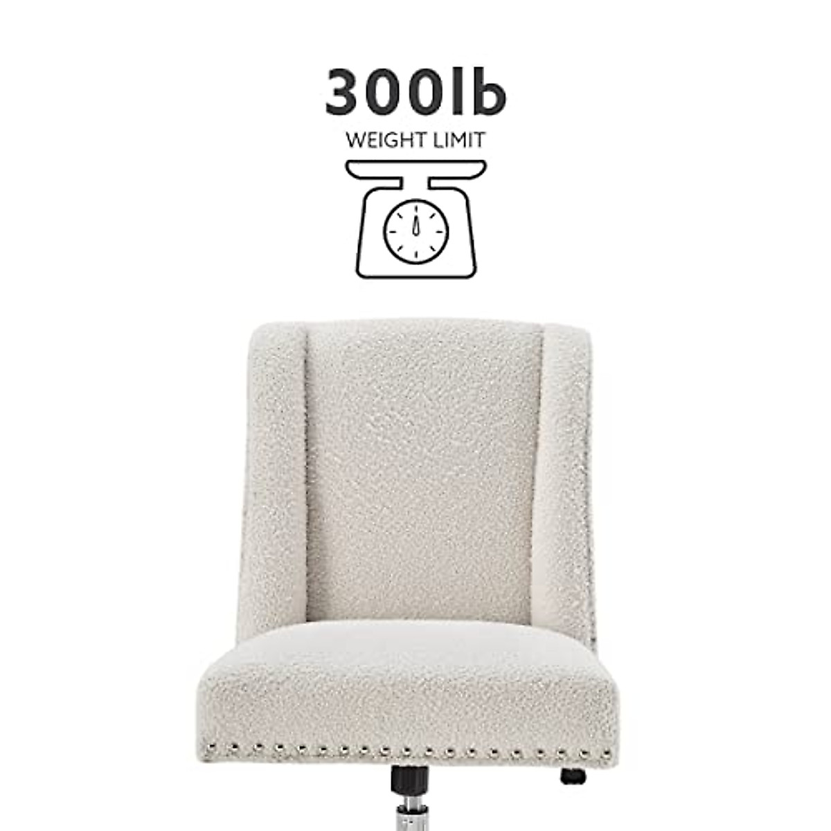 Linon Cream Sherpa Upholstered Swivel Chrome Base Clayton Office Chair