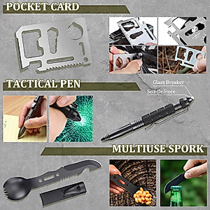 Gifts for Men Dad Husband Boyfriend Him, Survival Kits, 14 in 1 Survival Gear Camping Essentials Cool Gadgets for Camping Hiking Wilderness Adventures and Disaster Preparedness