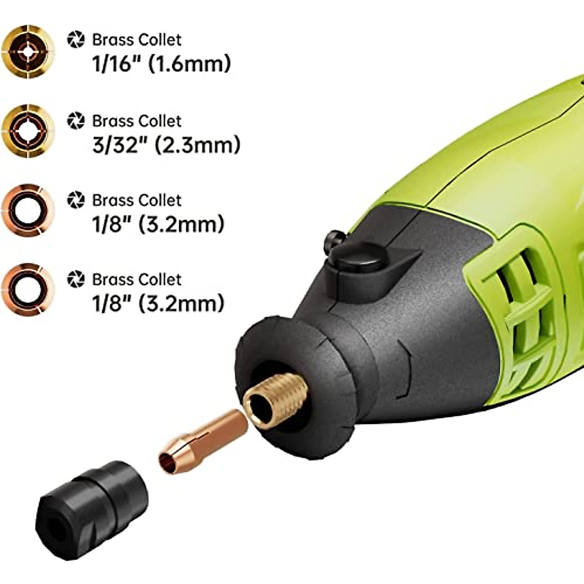 TARCHER Rotary Tool Accessories Kit 420pcs, 1/8", 3/32" and 1/16" Collets Shank Electric Grinder, Universal Fitment with Carrying Case for Cutting, Grinding, Sanding, Drilling, and Polishing