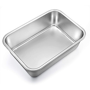 TeamFar Lasagna Pan, Rectangular Cake Pan Brownie Bake Dish Stainless Steel, 12.75’’×10’’×3.2", Heavy Duty & Healthy, Deep Side & Brushed Surface, Easy Clean & Dishwasher safe