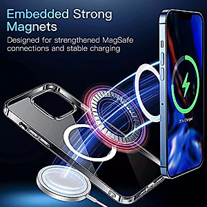 Magnetic Clear Case for iPhone 12 Case [No.1 Strong Magnets] [High Clear Design, Anti-Yellowing, Long-Lasting Clarity, Eyes-catching] [ Support Wireless Charging