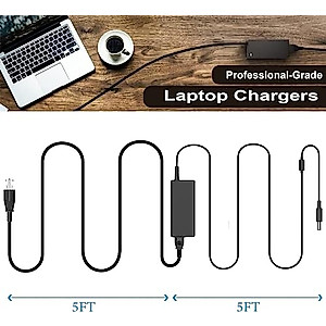 Charger for Dell Laptop Charger, 65W 45W, Portable, for All Dell Inspiron, Latitude, Vostro Round Power Connector