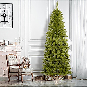 6 Feet Hinged Pencil Artificial Christmas Tree with Foldable Metal Stand, 460 Tips Recycled PVC Plastic, Kingswood Fir Green