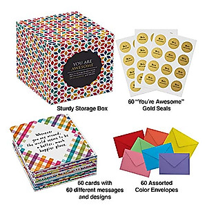 Dessie Inspirational Cards With Envelopes and “You’re Awesome” Seals. “Post-it” Note Size Appreciation Cards. Encouragement Cards. Gratitude Cards. Positive Affirmations Cards, 60 Cards