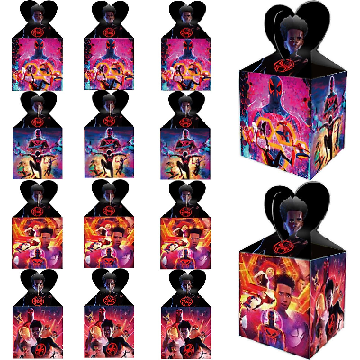 YBW 20 Pieces Miles Morales Favor Boxes Miles Morales Goodie Boxes with Handles Miles Morales Party Supplies for Spider Miles Party Decorations