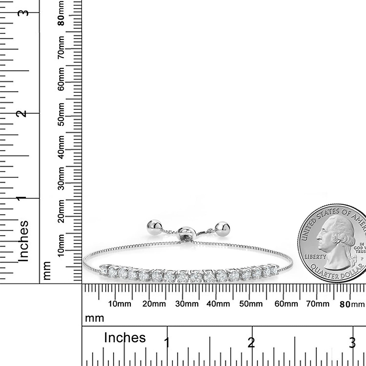 Gem Stone King Moissanite Tennis Bracelet For Women Bridal Wedding Fashion with Box Chain and Slider (1.60 Cttw, Round 3MM, Fully Adjustable Up to 9 Inch)