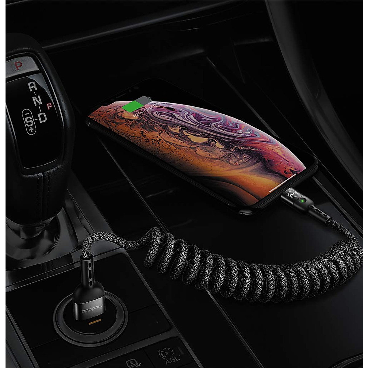 mcdodo [2 Pack] Anti Winding Cable, LED Coiled Cord Nylon Braided Sync Charge USB Data 6FT/1.8M Cable Compatible 14/13/12/11 Pro Max