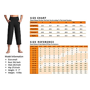 Tmustobe Womens Lounge Yoga Capris Pants Bootleg Tummy Control High Waist Workout Flare Crop Pants with Pockets (Black, Large)