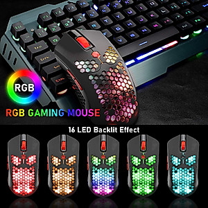 Wireless Gaming Mouse,16 RGB Backlit Ultralight Wireless/Wired Mice with Programmable Driver,Rechargeable 800mA Battery,Pixart 3325 12000 DPI,Lightweight Honeycomb Shell for PC Gamers (Pink)