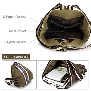 Women Canvas Backpack Daypack Casual Shoulder Bag, Vintage Heavy-duty Anti-theft Travel Backpack