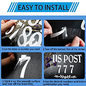4" 132 Pieces Reflective Mailbox Numbers Letters Stickers for Outside,Self Adhesive Numbers Letters for Mailbox,White Waterproof Vinyl Numbers Letters Decal for Address Door House Cars Trash Bin Home