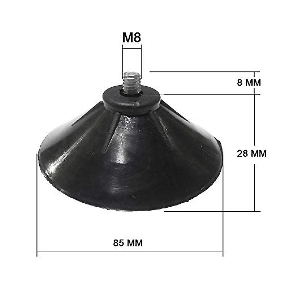 DANXQ M8 Strong Black Rubber Screw Suction Cup 3.3 Inch Used in Boxing Sandbags/Table Machine Fixing/Machine Rack/Handling/Quick Grab/Furniture Silent Pad,4 PCS (Cap Nut)